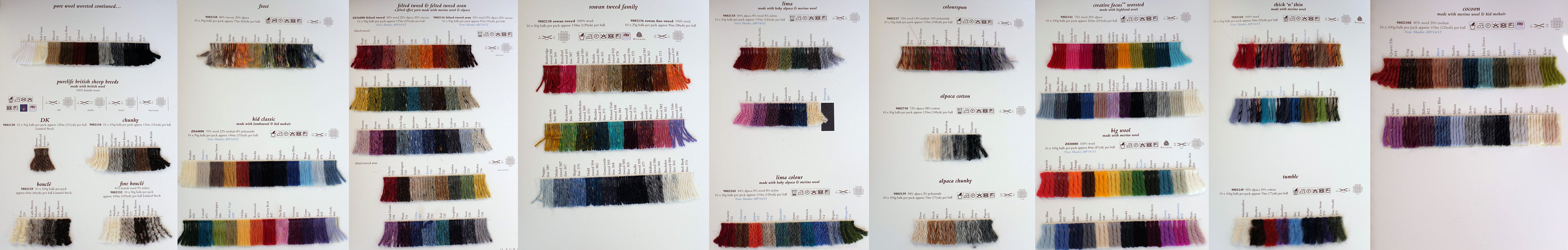 Rowan Shade Cards - Rowan Yarns RYC Sirdar Sublime English Yarns ...