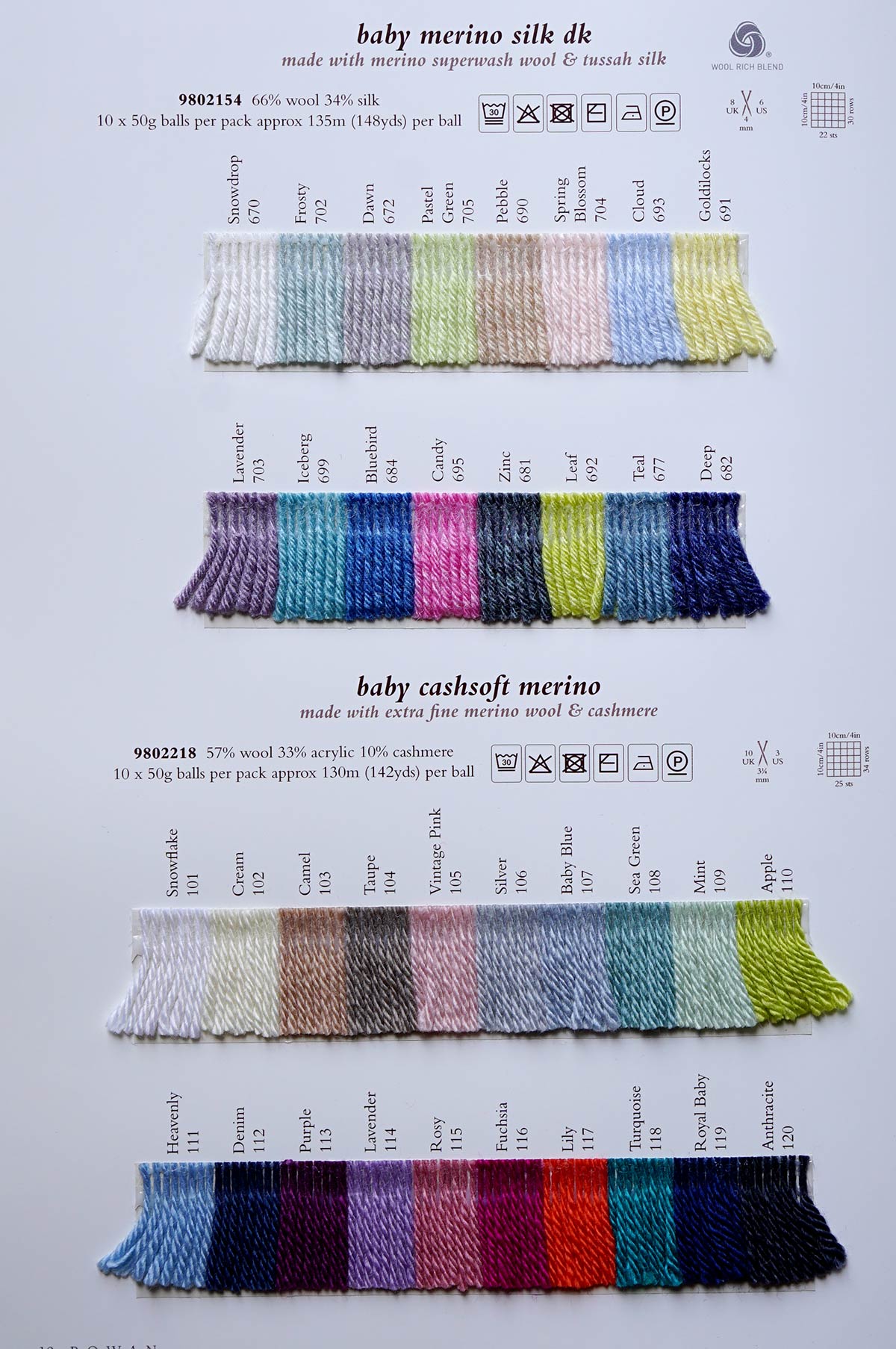 Rowan Baby Merino Silk DK - Rowan Yarns RYC Sirdar Sublime English ...