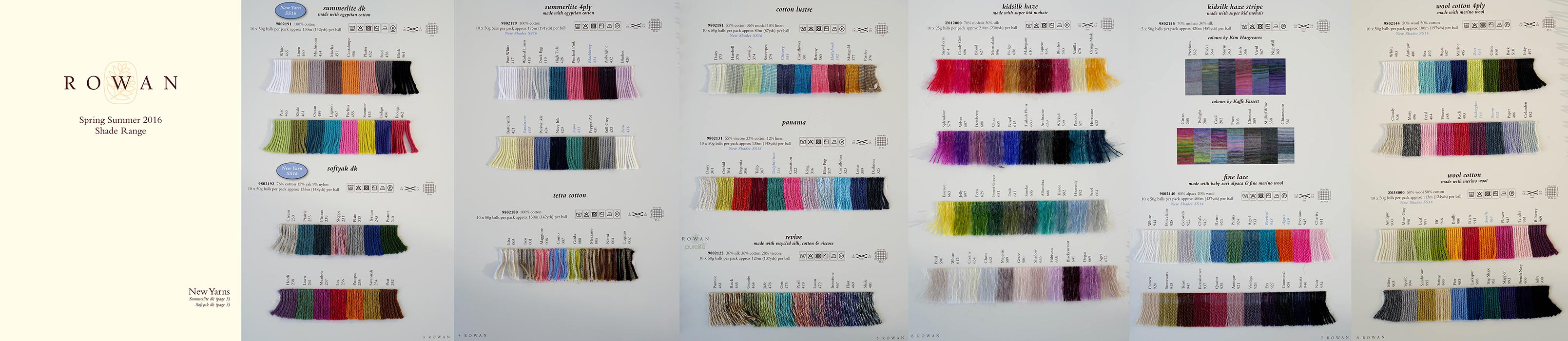 Rowan Shade Cards - Rowan Yarns RYC Sirdar Sublime English Yarns ...