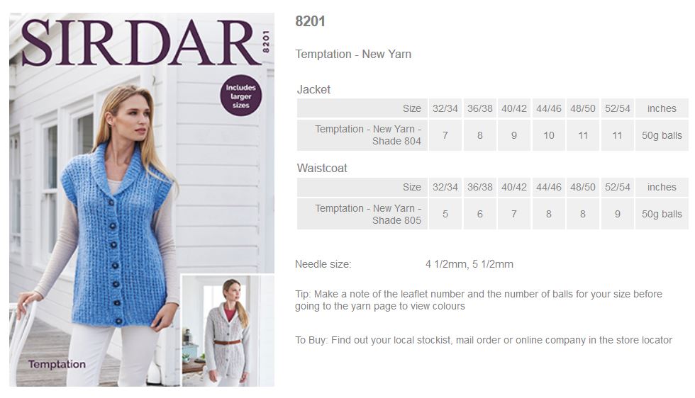 Sirdar Pattern Leaflets using Temptation - Rowan Yarns RYC Sirdar Sublime English Yarns knitting ...